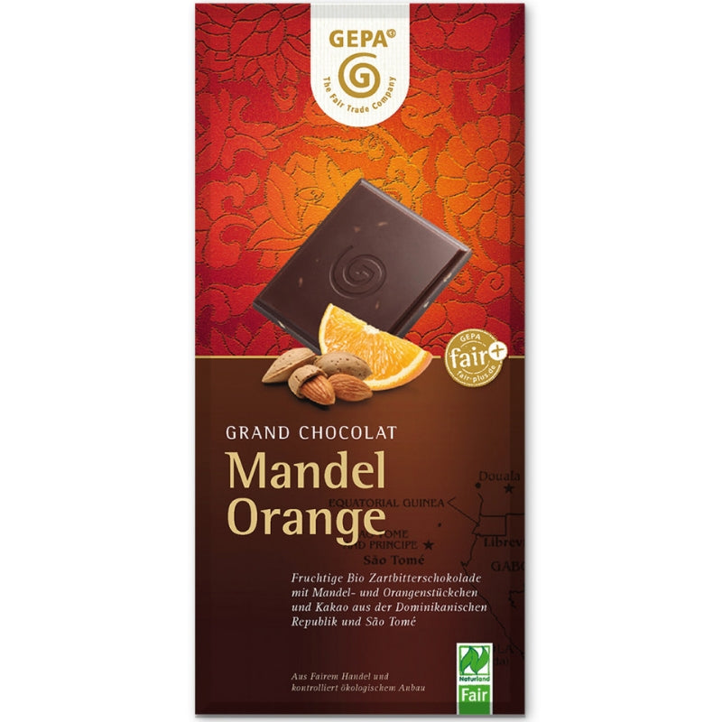 Fair Trade Dark Chocolate Almond Orange – Chocolate & More Delights